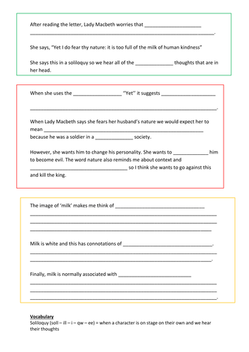 Worksheets on Key Quotes from Macbeth | Teaching Resources