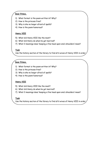 Treasure Box Poetry Reading Comprehension Questions | Teaching Resources