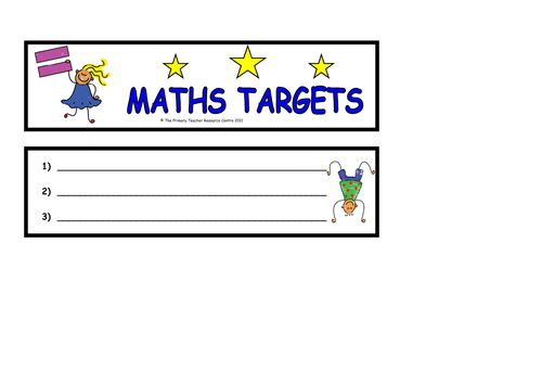 Maths Target Sheet and Bookmark by ResourceCentre - Teaching Resources ...