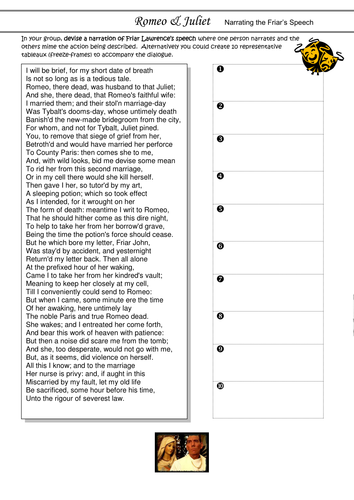 Romeo and Juliet - The Friar's Speech Act 5 | Teaching Resources