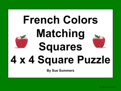 French Colors and Patterns Matching Squares Puzzle - Les Couleurs ...