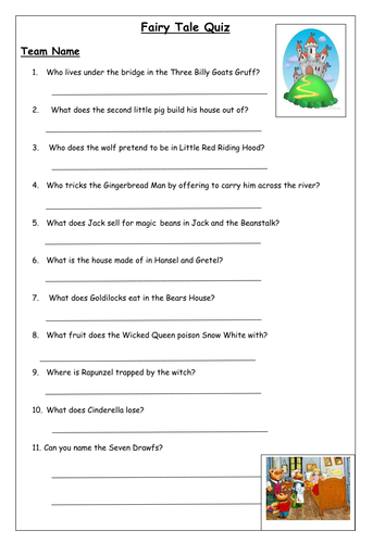 Fairy tale Quiz | Teaching Resources