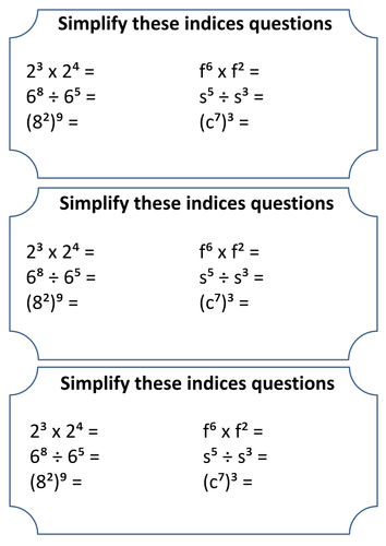 Laws of indices | Teaching Resources