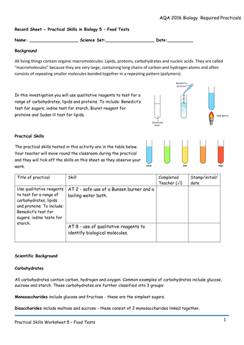 Food tests required practical- New AQA GCSE Biology | Teaching Resources Food tests required practical- New AQA GCSE Biology | Teaching Resources