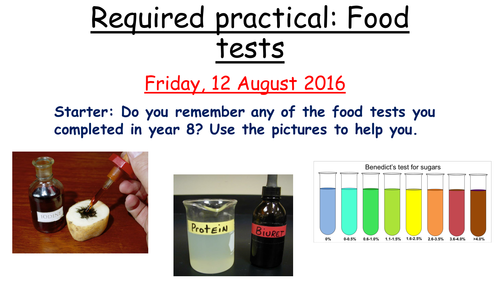 Food tests required practical- New AQA GCSE Biology | Teaching Resources Food tests required practical- New AQA GCSE Biology | Teaching Resources