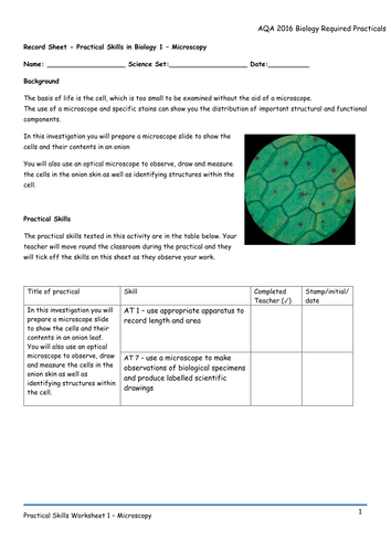 Microscopy required practical- New AQA GCSE Biology | Teaching Resources