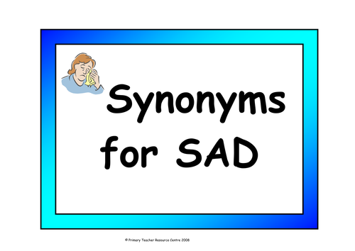 Synonyms display vocabulary cards for happy and sad by ResourceCentre ...