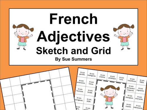 French Adjectives Sketch and Grid | Teaching Resources