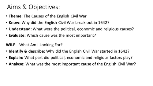Causes of the English Civil War Card Sort | Teaching Resources