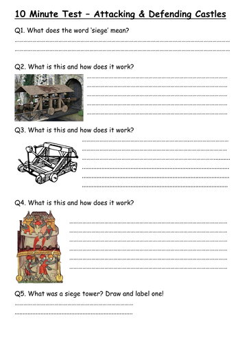 Attacking and Defending Castles Test | Teaching Resources
