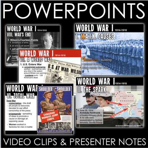 World War I PowerPoint - WWI PowerPoint with Video Clips + Presenter ...