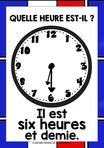 FRENCH TELLING TIME FLASHCARDS POSTERS #1 | Teaching Resources