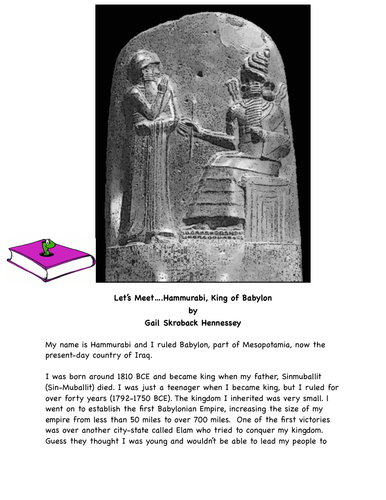 Hammurabi, King of Babylon: A Reading Passage! | Teaching Resources