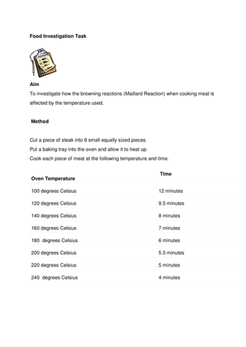 Food Investigation Tasks for GCSE in Food Prep and Nutrition | Teaching ...