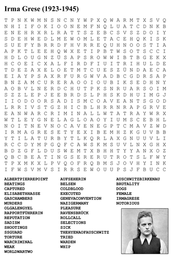 Irma Grese - The Holocaust Word Search | Teaching Resources