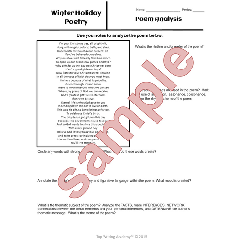 Christmas Hanukkah Activities Poetry Analysis & Acrostic Poem Writing ...