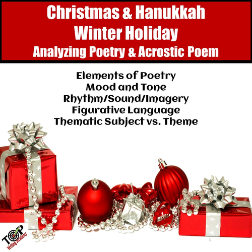 Christmas Hanukkah Activities Poetry Analysis & Acrostic Poem Writing ...