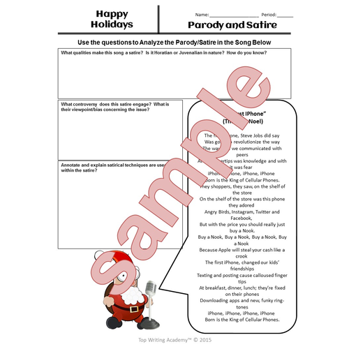 Christmas Activities Winter Holiday Parody and Satire Song Exercise ...