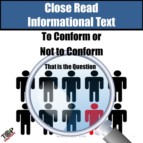 Non-Fiction Close Reading "Conformity" | Teaching Resources