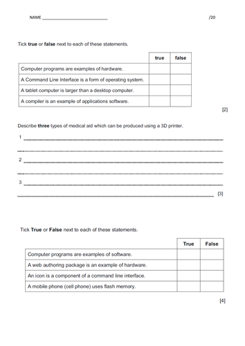 ICT iGCSE Unit 1 Assessment | Teaching Resources