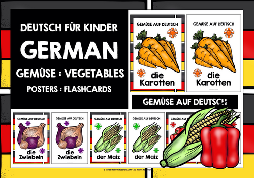 GERMAN FRUITS & VEGETABLES FLASHCARDS POSTERS BUNDLE | Teaching Resources