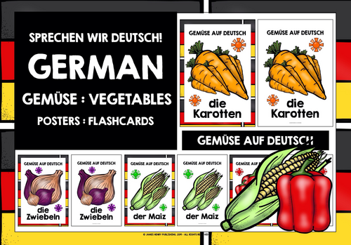 GERMAN FRUITS & VEGETABLES FLASHCARDS POSTERS BUNDLE | Teaching Resources