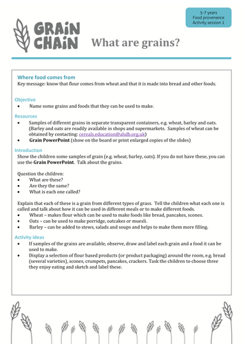 What are grains? Lesson plan | Teaching Resources