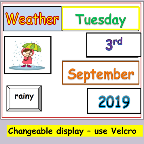 Calendar Adjustable/Editable Weather Pictures Days, Dates, Months ...