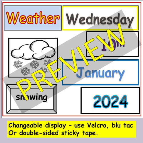 Calendar Adjustable/Editable Weather Pictures Days Dates Months Years ...