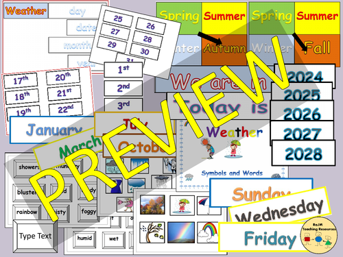 Calendar Adjustable/Editable Weather Pictures Days Dates Months Years ...