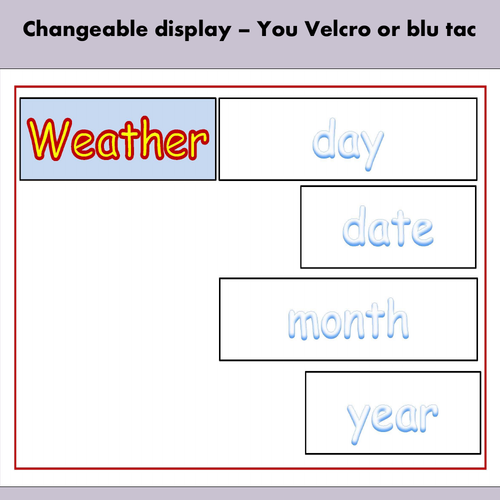 Calendar Adjustable/Editable Weather Pictures Days, Dates, Months ...