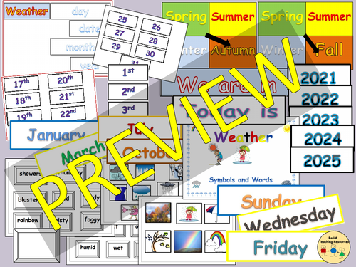 Calendar Adjustable/Editable Weather Pictures Days, Dates, Months ...