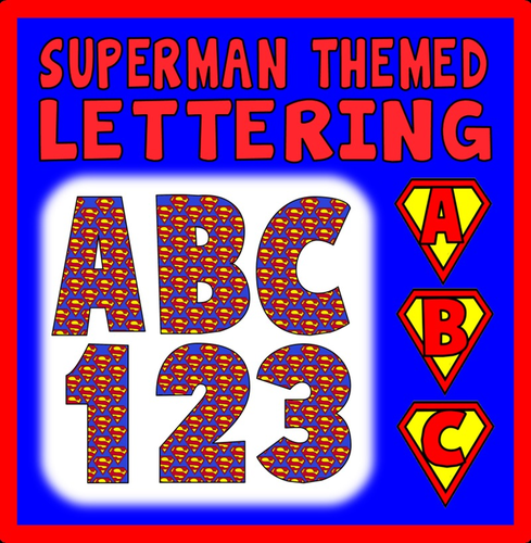 SUPERMAN THEMED LETTERS & NUMBERS - TEACHING RESOURCES DISPLAY ALPHABET ...