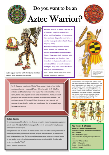 Do you want to be an Aztec warrior? | Teaching Resources
