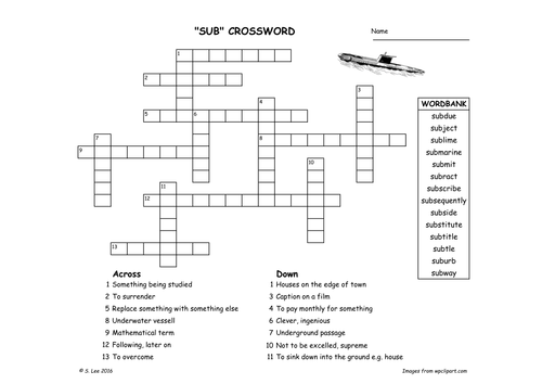 Prefix Word work: SUB | Teaching Resources