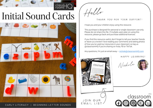 Beginning Sound Match Cards | Teaching Resources