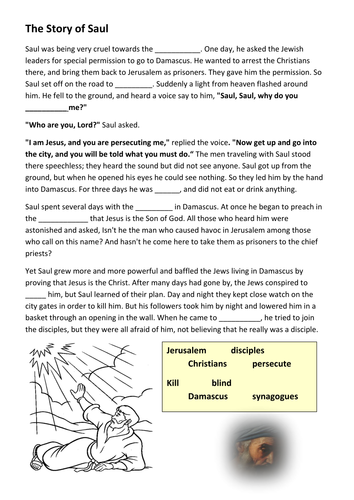 The Conversion of Saul (Saint Paul) Cloze Activity by sfy773 - Teaching ...