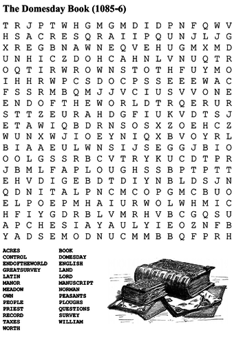 The Domesday (Doomsday) Book Word Search | Teaching Resources