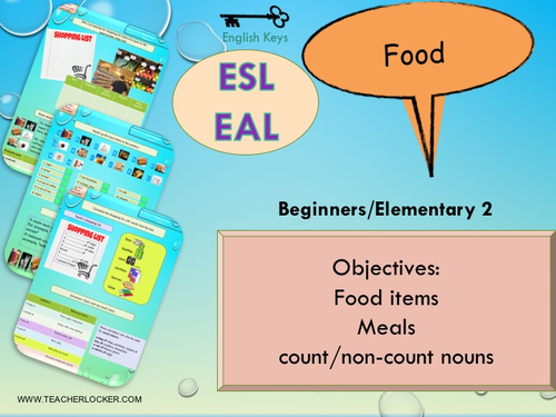 ESL Bundle for beginner/elementary : learn to speak about food ...