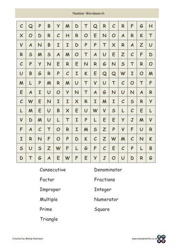 Words used in Number - Wordsearch puzzles - with answers - E3 L1 L2 ...