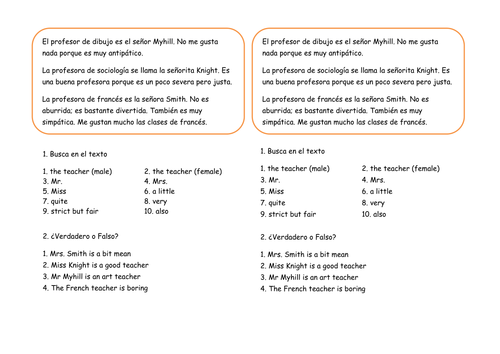 Los profesores / teachers | Teaching Resources