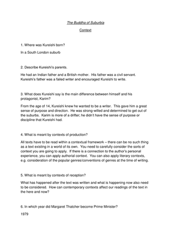 The Buddha of Suburbia | Teaching Resources