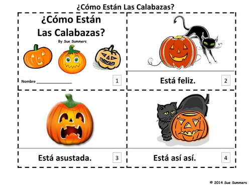Spanish Pumpkins and Feelings 2 Emergent Reader Booklets | Teaching ...