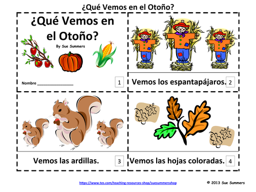 Spanish Fall Emergent Readers Bundle - 6 Sets of 2 Booklets | Teaching ...