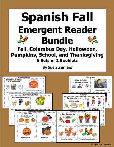 Spanish Fall Emergent Readers Bundle - 6 Sets of 2 Booklets | Teaching ...