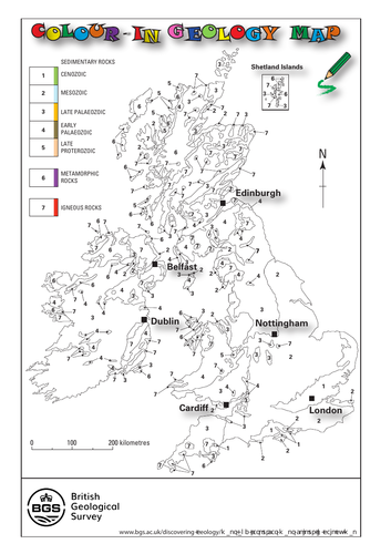 Colour-in geology map of the UK and Ireland | Teaching Resources