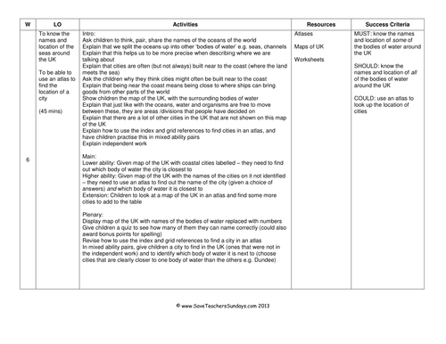 Cities and Seas of the UK KS1 Lesson Plan, Map, Worksheet and Plenary ...