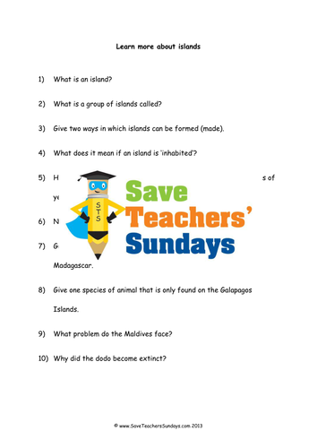 Islands Year 2/3 Lesson Plan, Information Text and Worksheets ...