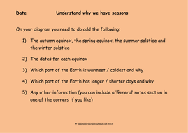 What Causes the Seasons KS2 Lesson Plan, Instruction Sheet and Annotate ...
