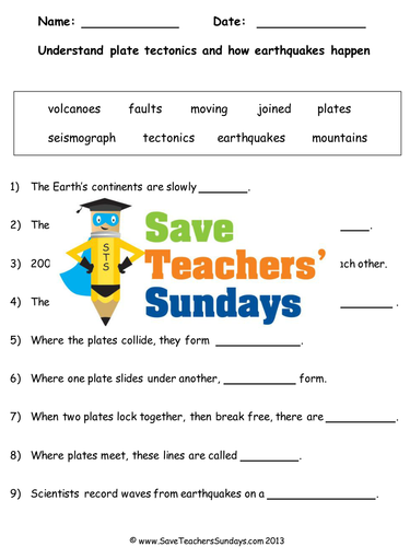 Plate Tectonics and Earthquakes KS2 Lesson Plan and Worksheet by ...